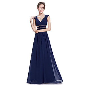 Ever-Pretty Womens Formal Sleeveless V-Neck Long Evening Dress 8 US Navy Blue