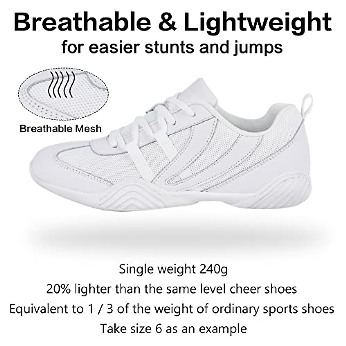 CADIDL Cheer Shoes Girls Cheerleading Dance Shoes Flats Walking Sneakers White 1 (M) US