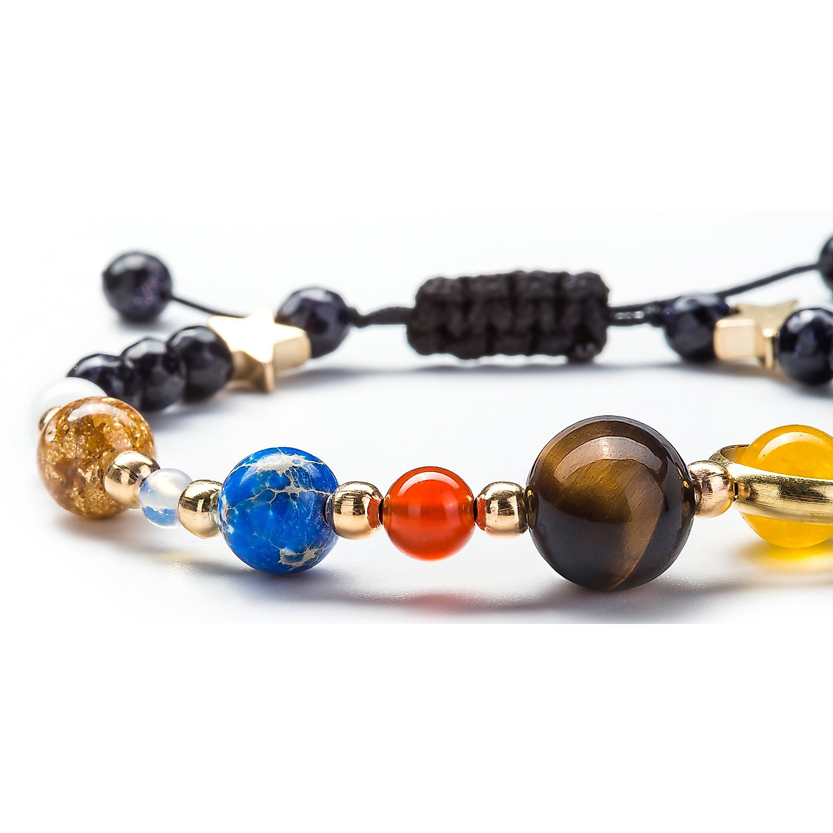 Fesciory Women Men Solar System Bracelet Universe Galaxy The Eight Planets Guardian Star Natural Stone Beads Bracelet Bangle(Blue Sandstone(Adjustable))