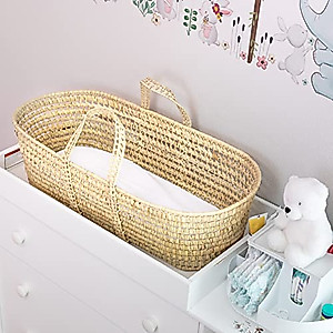 Baby Wicker Moses Basket, Natural Look Baby Basket - Baby Carrier with Mattress and Sheet