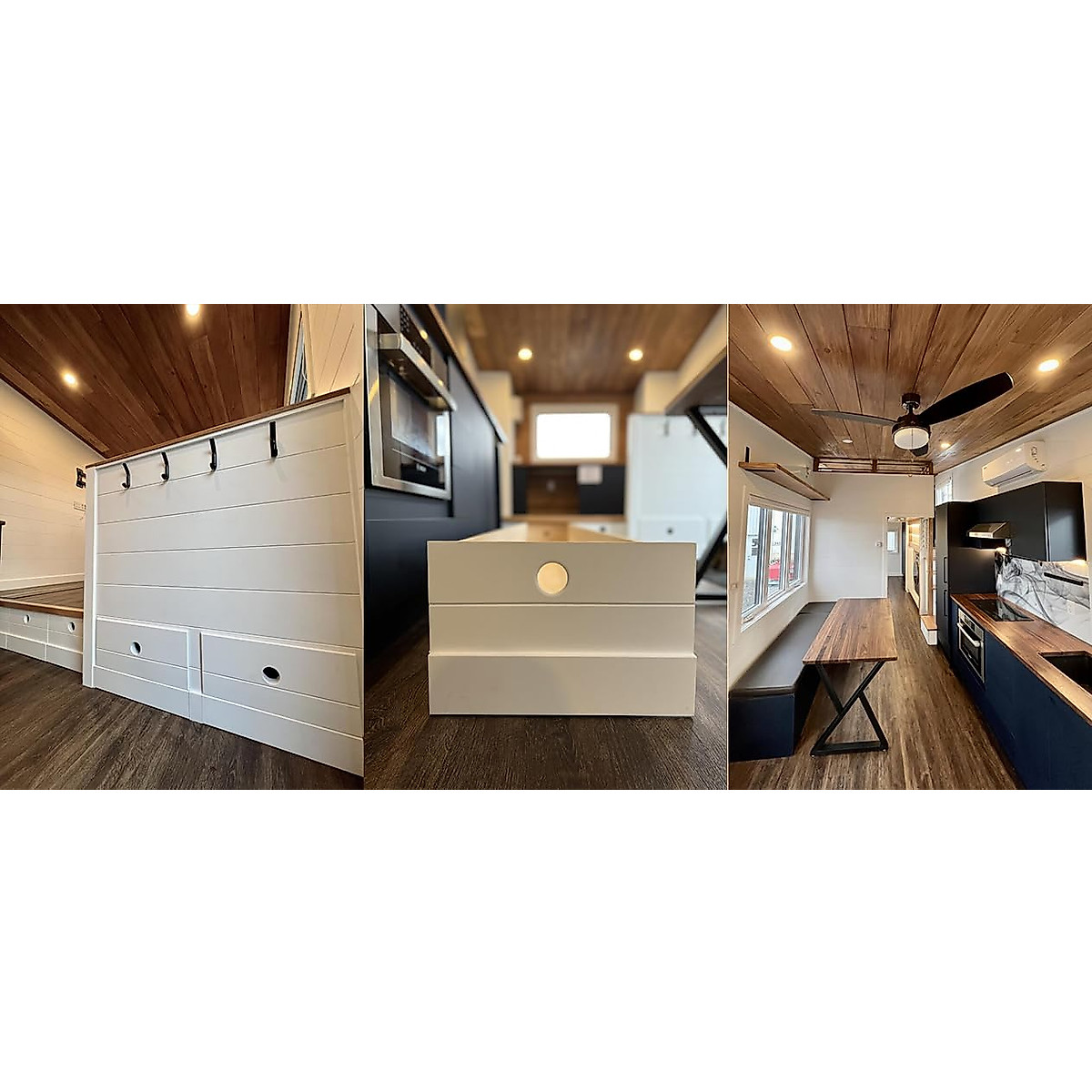 Tiny RV Mobile House with Downstairs Bedroom, Loft, Full Kitchen & Bathroom - Family-Friendly Design with Upraised Living Area, Cedar/Steel Exterior, Double-Pitched Roof - Perfect for Full-Time Living