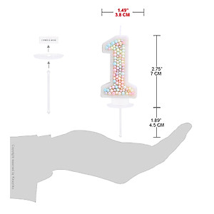 EAKE 1 Birthday Candle Macaron Glitter 3D Number 1 Candles for Birthday Cakes Girl Women Sweet Theme One Years Old Birthday Wedding Anniversary Party Cake Decoration