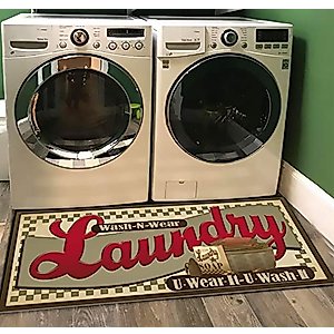 Ukeler Laundry Room Rug, Laundry Room Floor Rug for Wash Room Non Skid Kitchen Floor Mat Non-Slip Rubber Area Rug 20x59