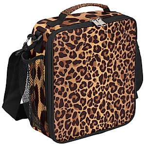 Giraffe Animal Print Pattern Insulated Lunch Bag Durable Lunch Box with Bottle Holder 10.5*3.5*9.5 Inch for Work Adults Men Women Kids