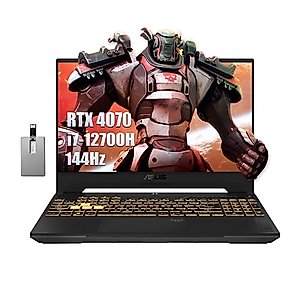 ASUS TUF F15 15.6” FHD Gaming Laptop, Intel Core i7-12700H, NVIDIA GeForce RTX 4070, 64GB RAM, 4TB SSD, RGB Keyboard, Numpad, Smart AMP Audio, Wi-Fi 6, Gray, Win 11 Pro, 32GB USB Card