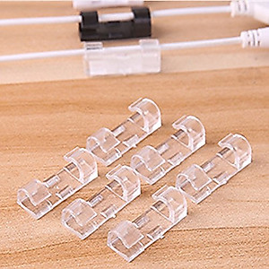 Cable Clips with Strong Self-Adhesive Pads - No Tools Required | Organize Cords and Wires for a Clean, Beautiful Home or Office Set of 20 (Clear)