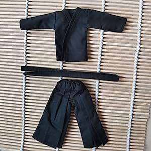 1/12 Samurai Kimono Clothes for Clown 6" SHF MEZCO 3ATOYS Vtoys Action Figure Doll Clothes (Black top&Trousers)