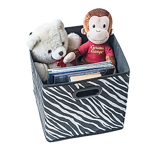Prorighty [4-Pack, Zebra Pattern] Storage Bins, Containers, Boxes, Tote, Baskets|Black&White Collapsible Storage Cubes Nursery Office Organization | 11inch Cubes