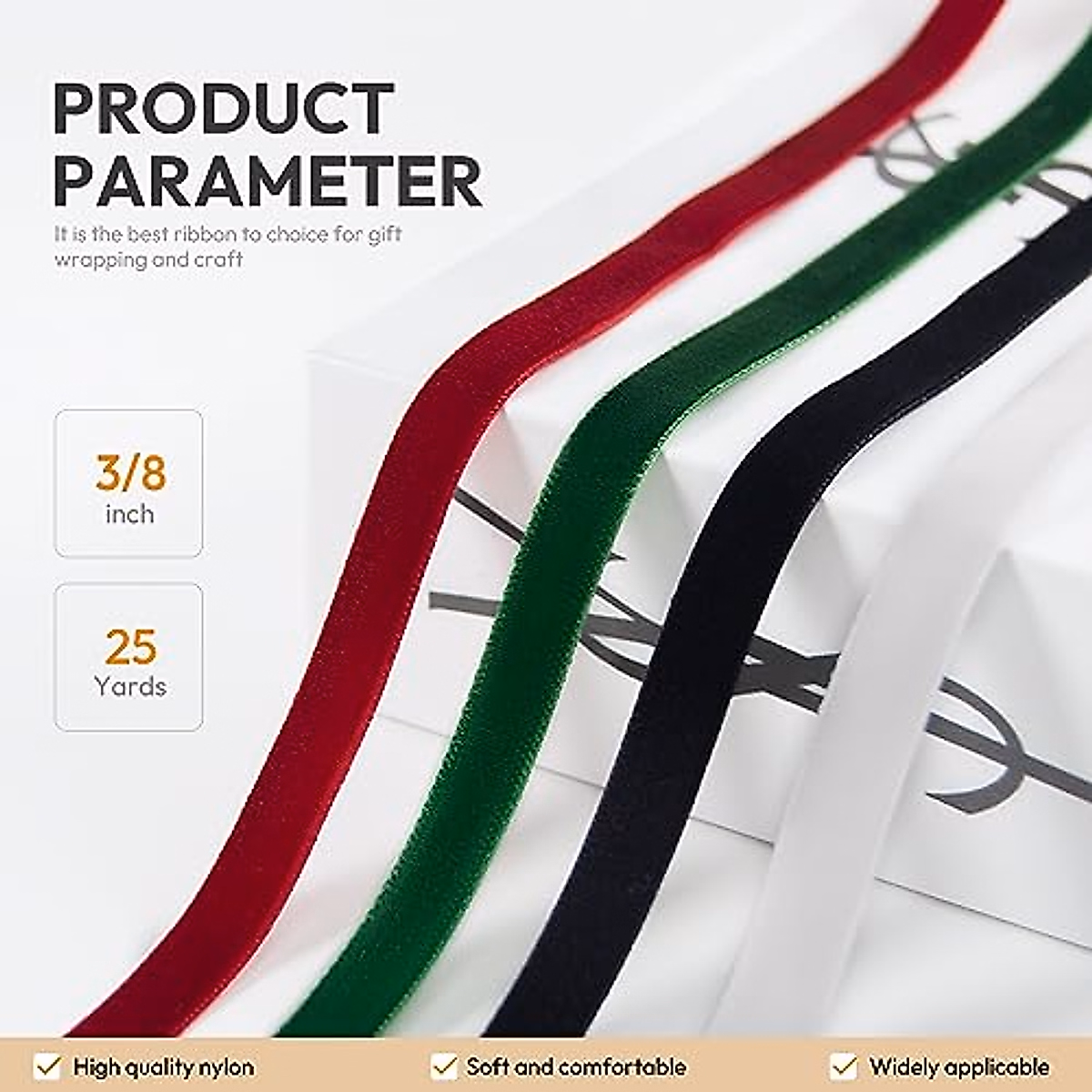 Isaspire 3/8" Wide Velvet Ribbon, 25 Yards - Thin Red Velvet Ribbon on Spool for Crafts, Gift Wrapping, DIY, Hair Bows, Wedding Invitations, Parties, Valentine's Day, and Christmas