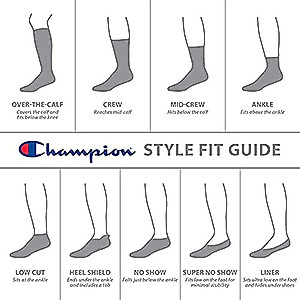 Champion Men's Double Dry Moisture Wicking Ankle Socks 6, 8, 12 Packs Availabe, White/Grey/Black-6 Pack, 6-12