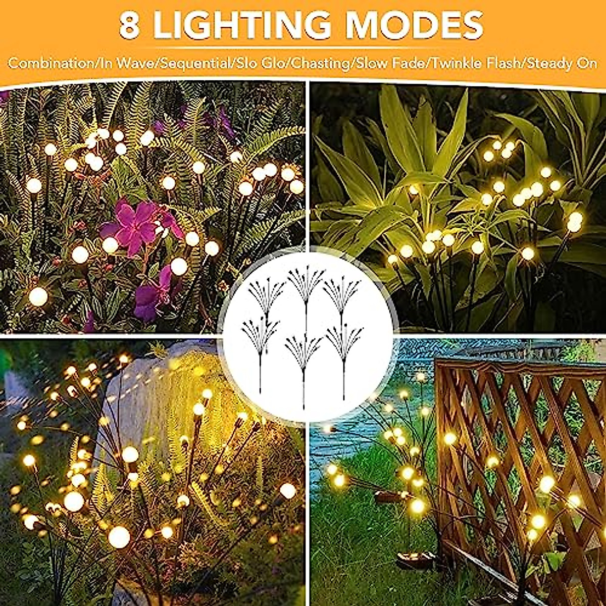 8 Pack Solar Firefly Lights Outdoor, 8 LED Swaying Firefly Garden Lights with Remote Control, 8 Flashing Modes, Waterproof Solar Powered Fairy Lights Outdoor for Landscape Yard Patio Pathway Lawn