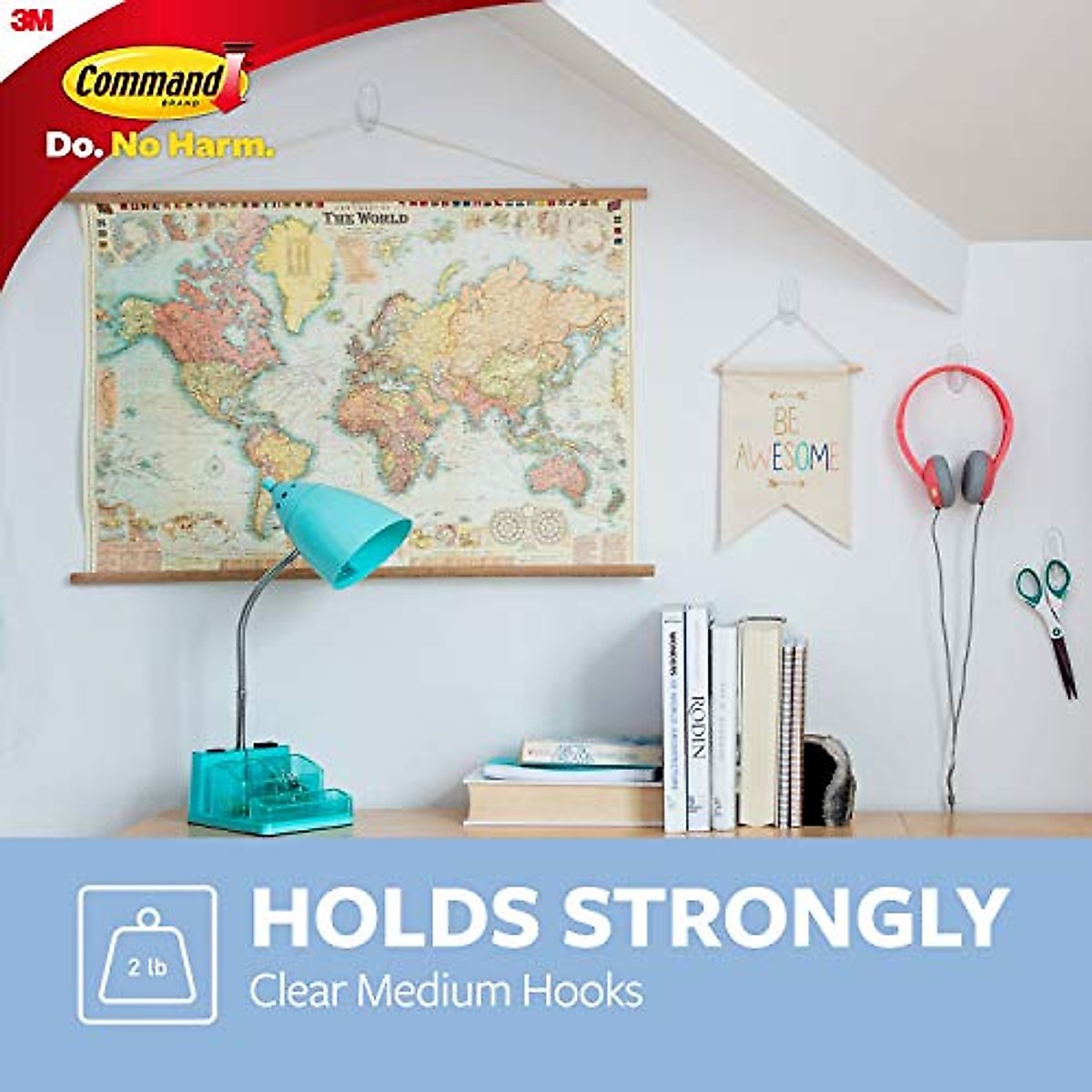 Command CL091-7NA Clear Medium Hooks, 7 Count