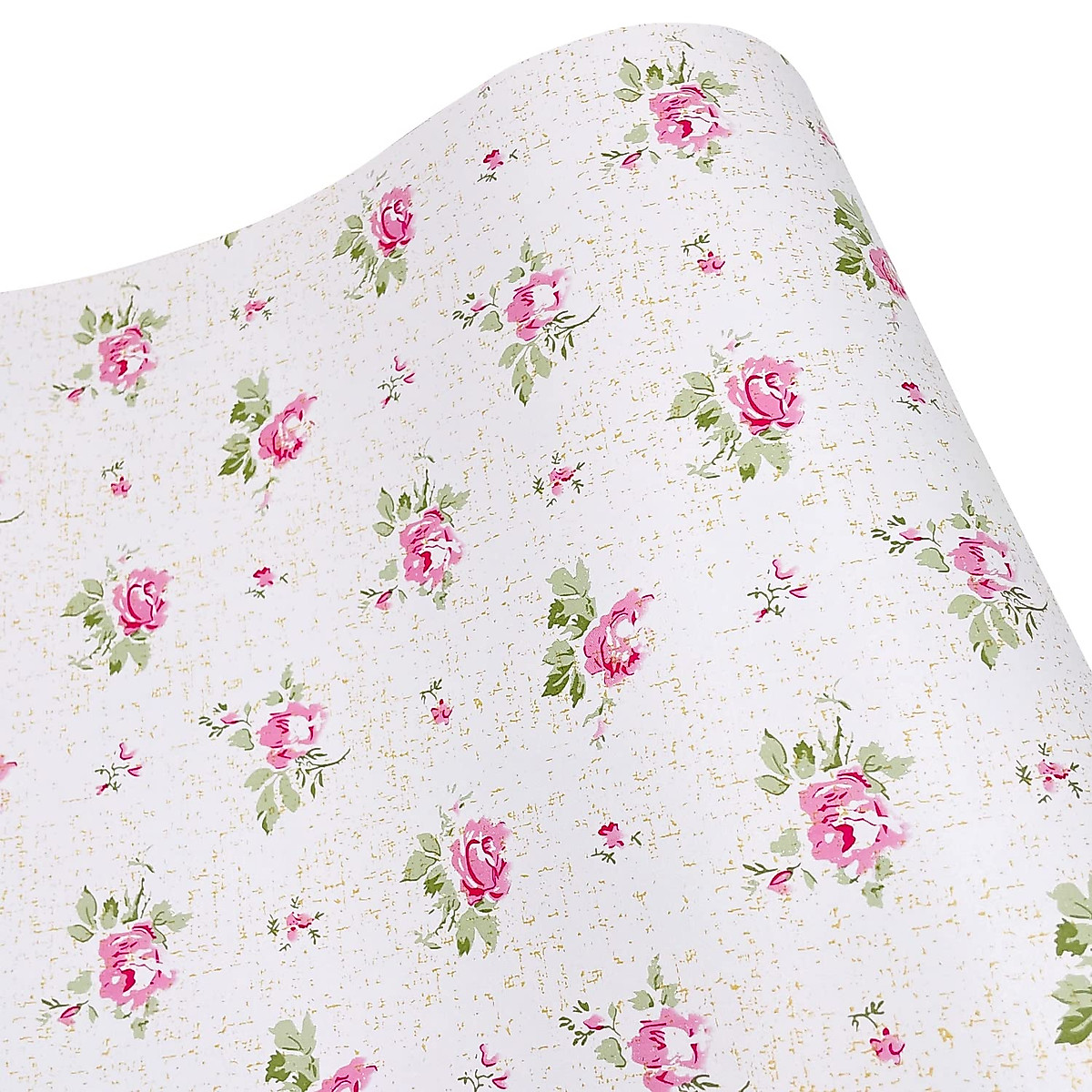 SimpleLife4U Pink Rose Furniture Protect Paper Removable Shelf Liner for Kitchen Cabinet Dresser Drawer Covering