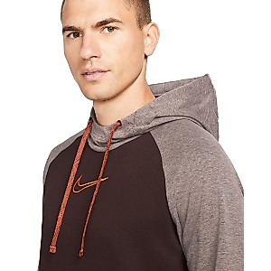 Nike Therma-FIT Men's Pullover Training Hoodie (Medium, Brown Basalt/Heather/Total Orange) DD2112-203