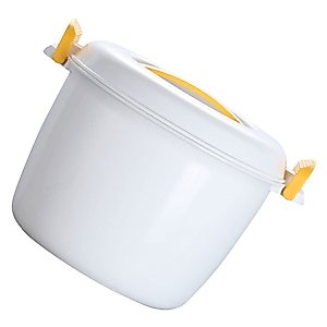 Microwave Rice Cooker Steamer Pasta Cooker Microwave Food Container Fish Vegetable Veggie Steamer Steaming Bowl for Cooking Yellow
