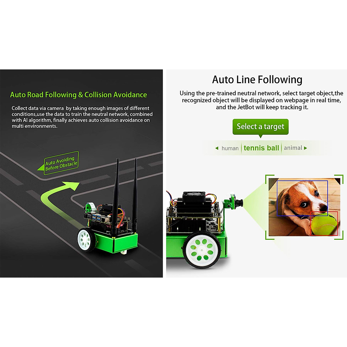 JetBot AI Kit Accessories Add-ons Compatible with Jetson Nano Developer Kit A02 and New Version B01,to Build JetBot AI Smart Robot (Not Support Jetson Nano 2GB)