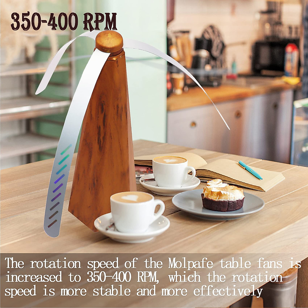 Molpafe Table Fans, Portable and Soundless, USB or Batteries Powered, With Soft Fan's Blades, Keeps Your Food Clean, Suitable for Home, Patio, Restaurant, BBQ and Picnic (2 Pack)-004