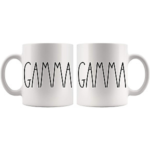 Moon9xx Gamma Mug | Gamma Rae Dunn Style Coffee Mug | Rae Dunn Inspired | Mother's Day/Father's Day | Family Coffee Mug For Birthday Present For The Best Gamma Ever Coffee Cup, 3PQ8G1CIXT-11oz, White