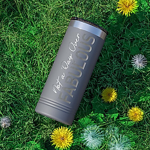 Cuptify Not A Day Over Fabulous Skinny Tumbler with Lid Laser Engraved on Slate 22 oz Insulated Stainless Steel Best Friend Birthday Gift For Women