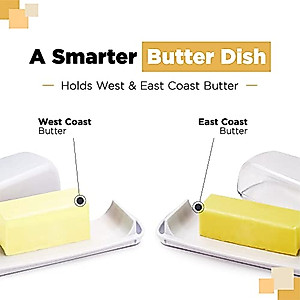 Butter Hub Butter Dish with Lid, Butter Keeper for Countertop, Easy Scoop, No Mess Lid, Dishwasher Safe (Clear)