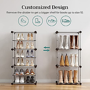 SONGMICS Shoe Rack, 10-Slot Storage Organizer Unit with Doors, Portable Cube Shoe Storage Organizer, Plastic Modular DIY Storage Shelf, Closet Divider for Clothes Bags Toys, Transparent ULPC506T01