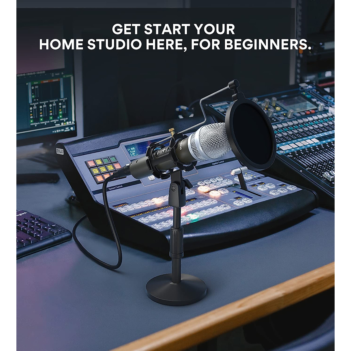 MAONO XLR Podcast Microphone, Professional Cardioid Studio Mic for Podcasting, Recording, Streaming, Vocals, Voice Over, Music, ASMR(PM500 & HD300T Gray)