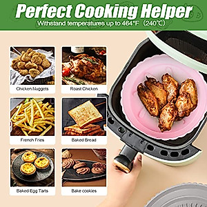 Air Fryer Silicone Liners with Brush, 2Pcs Reusable Food Safe Air Fryers Basketfor 3-6 QT, Easy Cleaning Foldable Air Fryer Accessories for Oven Microwave