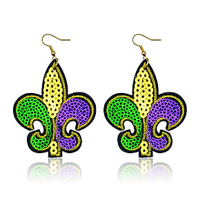 Mardi Gras Earrings for Women Mardi Gras Mask Letter Earrings Mardi Gras Theme Earrings Fleur De Lis Dangle Earrings Mardi Gras Accessories