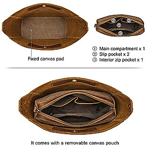 S-ZONE Women Genuine Leather Tote Bag Shoulder Handbag Bundle with Bucket Crossbody Purse