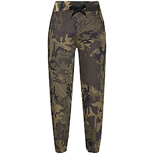 Kids Girls Boys Plain Tracksuit Hooded Hoodie Bottom Jog Suit Joggers 5-13 Years Camo Green