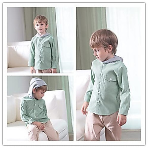 bilison Kids Toddler Boy Clothes Long Sleeve Corduroy Lapel Button Down Shirt Top Little Boys Shirts Light Green