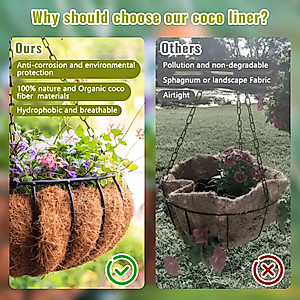 Legigo 6 Pack 14 Inch Hanging Basket Coco Liners Replacement, 100% Natural Round Coconut Coco Fiber Planter Basket Liners for Hanging Basket Flowers/Vegetables