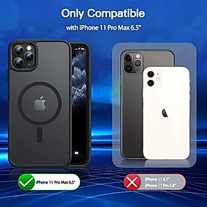 Noonin Strong Magnetic Case for iPhone 11 Pro Max，[Compatible with MagSafe] Protective Shockproof Cover Phone Case for iPhone 11 Pro Max 6.5" (Black)