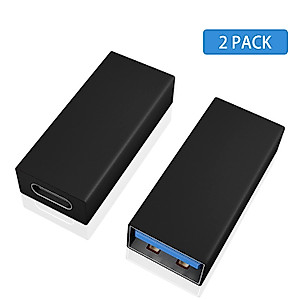 Duttek USB C to USB 3.0 Adapter, USB to USB C Adapter, USB 3.0 Female to USB C Female Adapter Connector Compatible with Google Pixel, Huawei etc 2 Pack (Black)