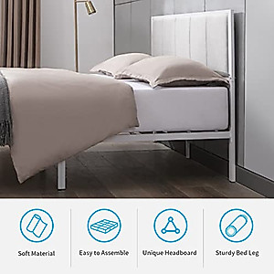 Mjkone California King Size Bed Frame, Linen Upholstered Platform Bed Bedroom, Bed Frame with Channel Tufted Headboard, No Box Spring Needed Light Gray