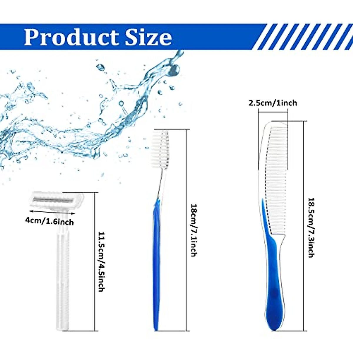 150 Pcs Disposable Toothbrushes and Comb Razors Bulk Individually Wrapped Soft Bristle Travel Toothbrush Kit Hair Combs Stainless Steel Blade Shaving Razors for Homeless Hotel Nursing Home Charity