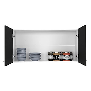 TINGSING Wall Cabinet for Kitchen or Laundry Room Storage, Double Door Cabinet and Shelf, 19.3''H X 39.3''W X 12.6''D, Perfect for Office, Garage or Bathroom, Black