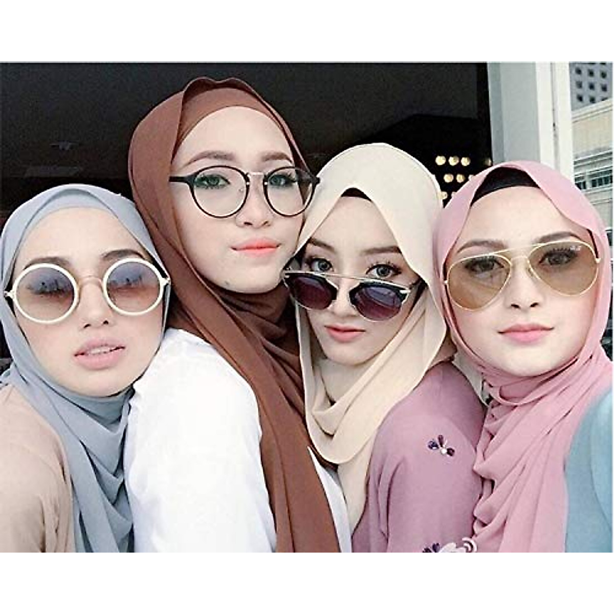 Yeieeo Chiffon Hijab for Women - Long and Soft Hijab Scarf Solid Color (Antique Pink)