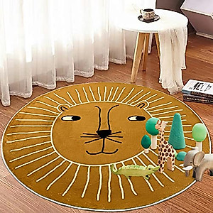 USTIDE Large Lion Play Mat 5.2ft, Super Soft Animal Kids Carpet Round Boys Girls Bedroom Rug Nursery Rug Kids Rug