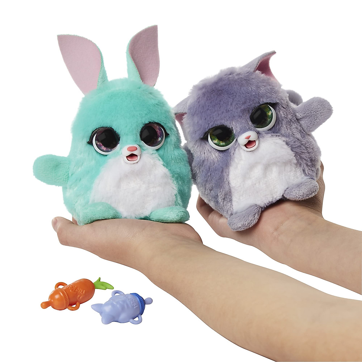 FurReal Fuzzalots Kitty and Bunny Color Change Interactive Feeding Toy, Lights and Sounds, Ages 4 and Up