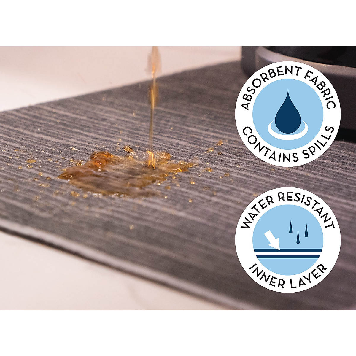 S&T INC. Coffee Mat, Absorbent Coffee Bar Mat for Coffee Maker and Espresso Machine, Coffee Maker Mat for Countertops, House Blend Print, 12 in. x 18 in., 1 Pack