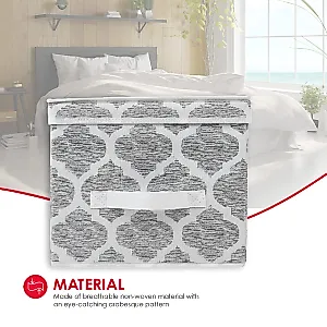 Home Basics Arabesque Non-woven Closet Storage (1, Large) | Label Window for Organizing | Store in Closet or Shelf | Collapsible When Not in Use