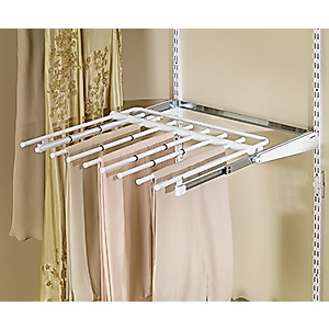 Rubbermaid Configurations Classic Closet Kit, White, 3-6 Ft, Wire Shelving Kit with Expandable Shelving and Telescoping Rods & Configurations Pants Rack, Holds 7 Pairs of Pants, Non-Slip