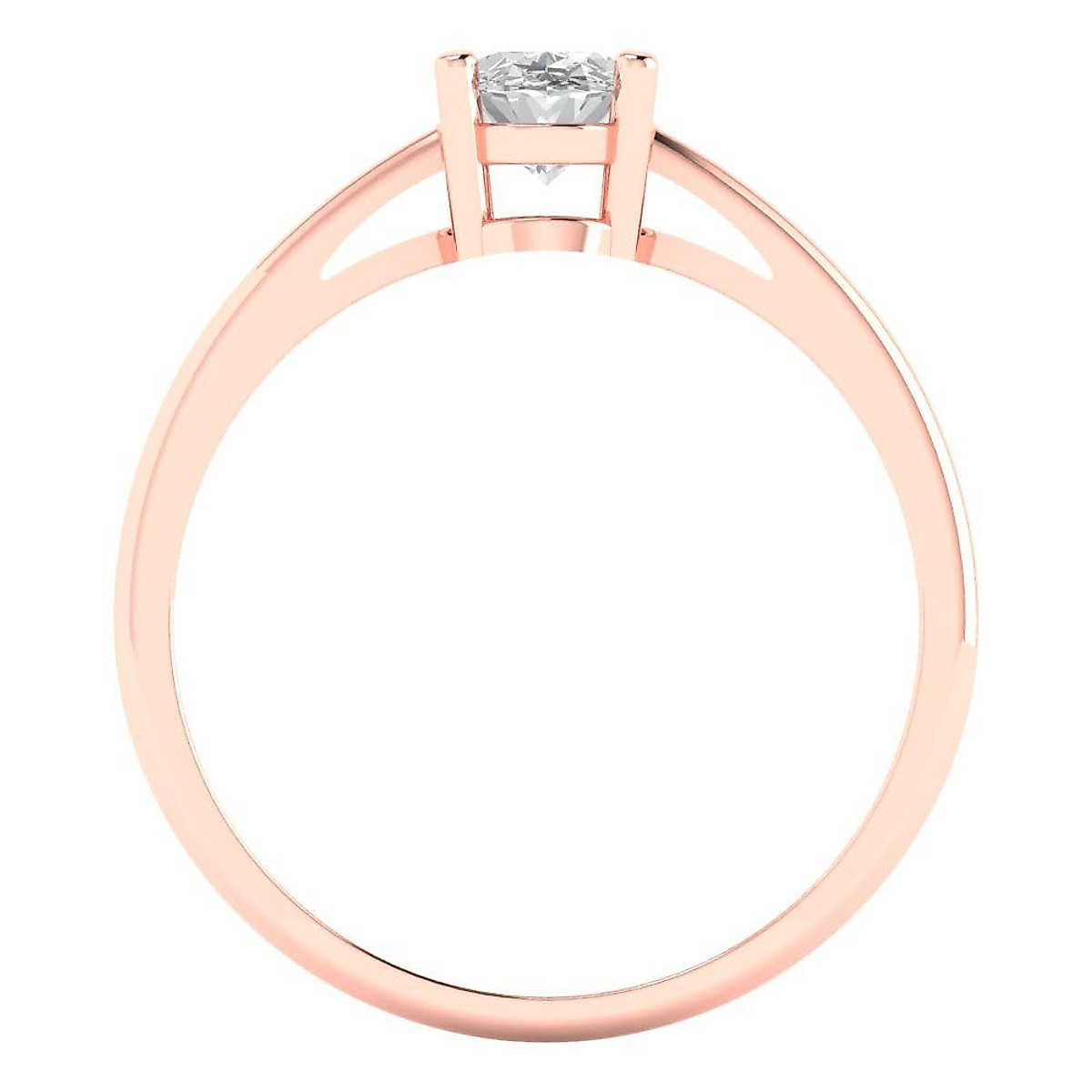 Clara Pucci 1.0 ct Oval Cut Solitaire Genuine Moissanite Wedding Bridal Designer Anniversary Engagement Ring in 14k Rose Gold for Women