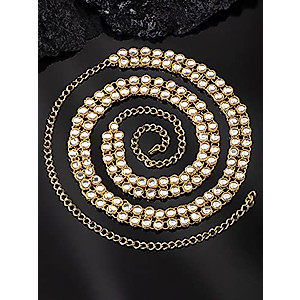 Aheli Tradional Ethnic Kundan Waist Chain Kamar Patta Belly Chain Indian Jewelry for Women