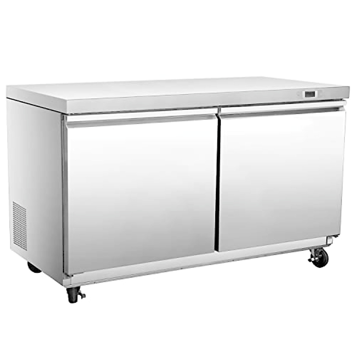 DUURA DUR48 Commercial Undercounter Refrigerator with 2 Self Closing Stainless Steel Doors Swivel Casters and Heavy Duty Epoxy Coated Wire Shelf, 11.1-Cu.Ft, Metallic