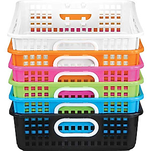 Really Good Stuff-666013 Plastic Desktop Paper Storage Baskets for Classroom or Home Use – Plastic Mesh Baskets in Fun Neon Colors – 14.25” x 10” – (Set of 6)