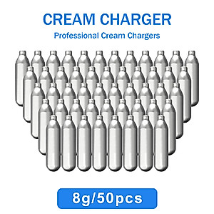 Whipped Cream Chargers N2O Nitrous Oxide 8-Gram Cartridge for Whipper Whipped Cream Dispenser (Packs of 50)