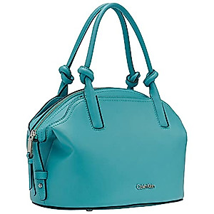 Calvin Klein Tinley Top Zip Satchel, Turquoise/White/Black