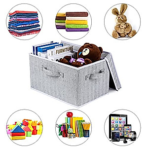 Zilink Storage Bins with Lids Decorative Baskets for Organizing Stackable Storage Bins for Nursery Bedroom Home Grey, Set of 4